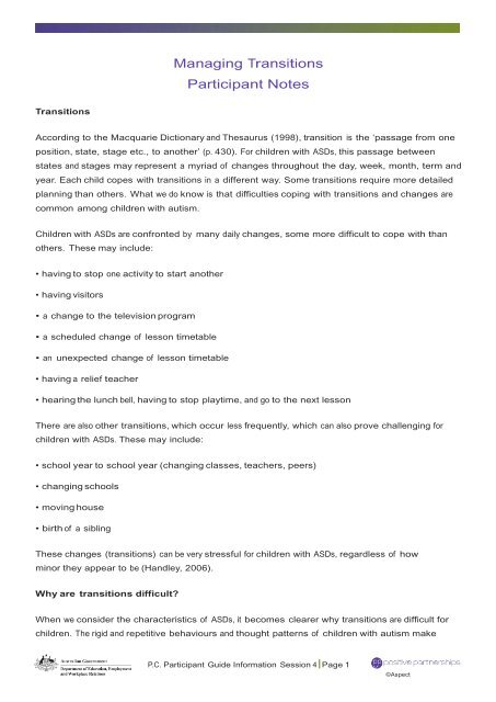 Managing Transitions Participant Notes