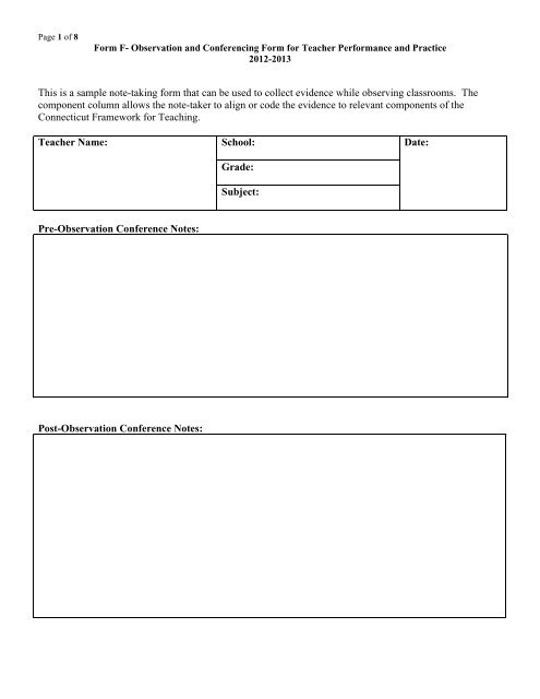 This is a sample note-taking form that can be used to collect ...
