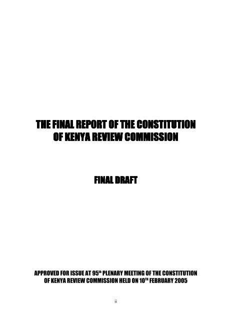 The Final Report of the Constitution of Kenya Review Commission