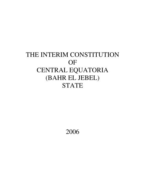Interim Constitution of Central Equatoria - Multi-level government ...