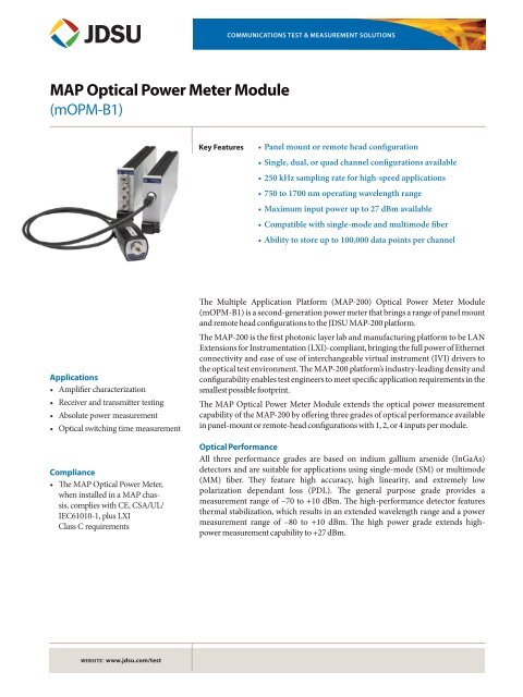 MAP Optical Power Meter Module - JDSU