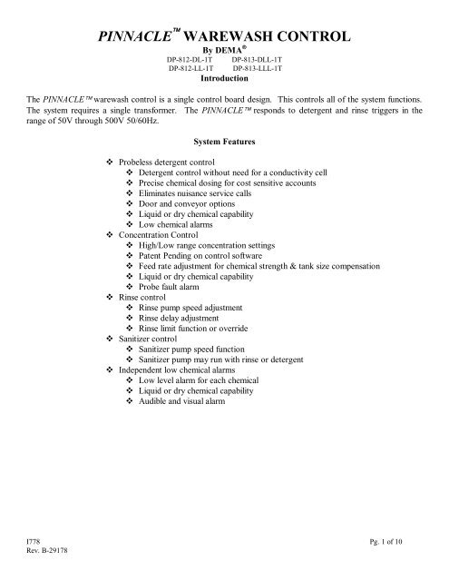 pinnacle warewash control - Industrial Solenoid Valves | Chemical ...