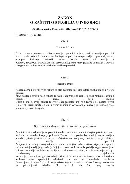 Zakon o zaštiti od nasilja u porodici Federacije Bosne i Hercegovine