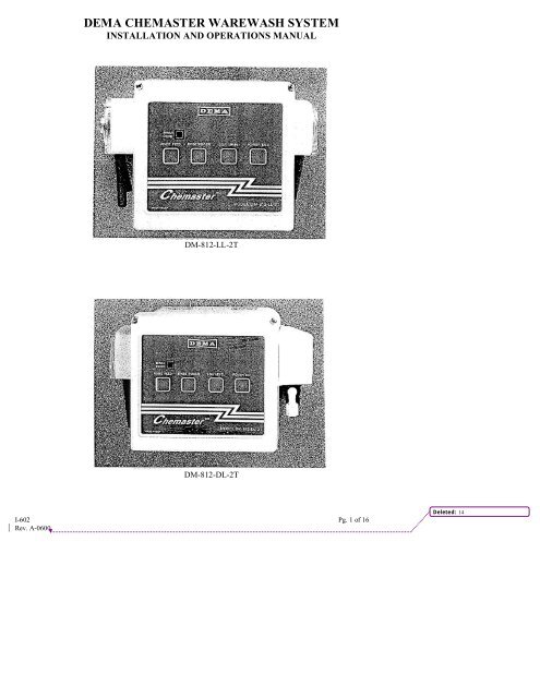 dema chemaster warewash system - Industrial Solenoid Valves