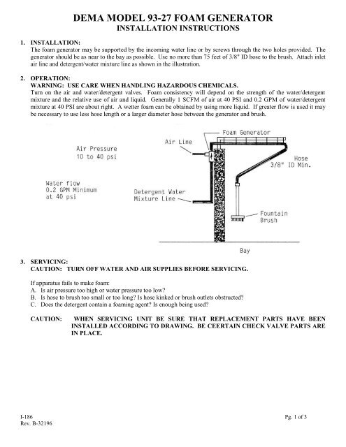 DEMA MODEL 93-27 FOAM GENERATOR