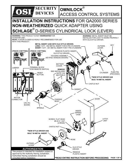 installation instructions - OSI Security Devices