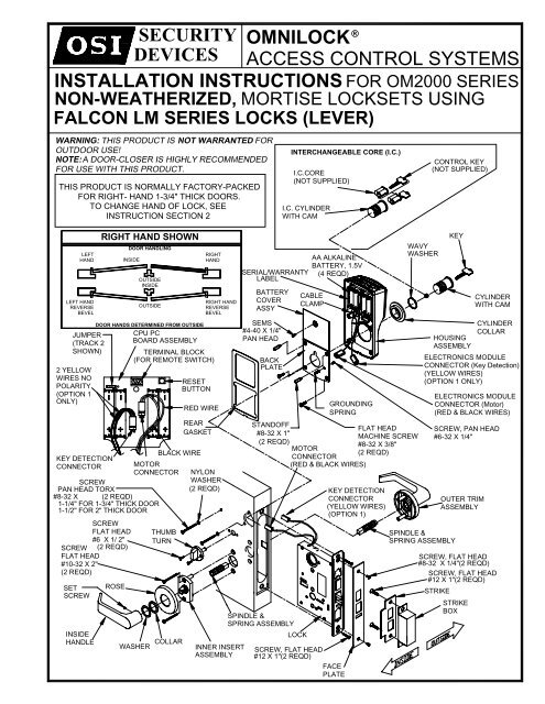 omnilock access control systems installation instructions