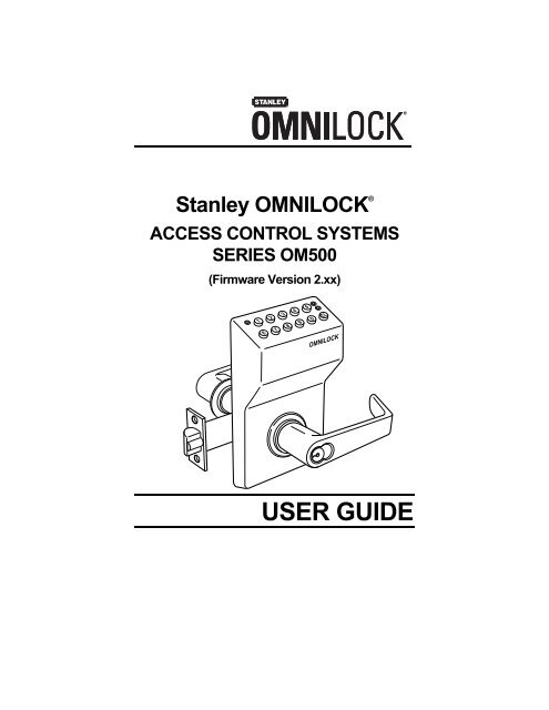 Stanley Omnilock Access Control Systems Series OM500 User Guide