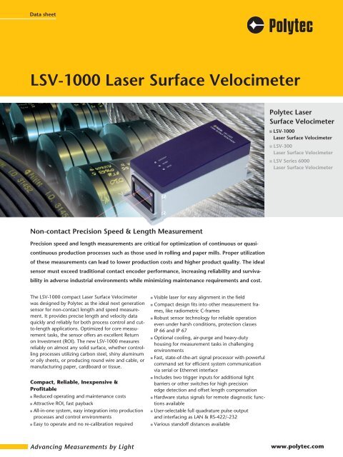 LSV-1000 Laser Surface Velocimeter