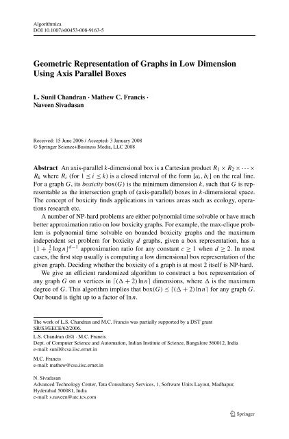 Geometric Representation of Graphs in Low Dimension Using Axis ...