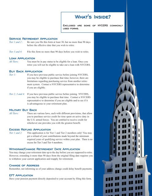 Service Retirement Application Tier 1 and 2 - NYCERS