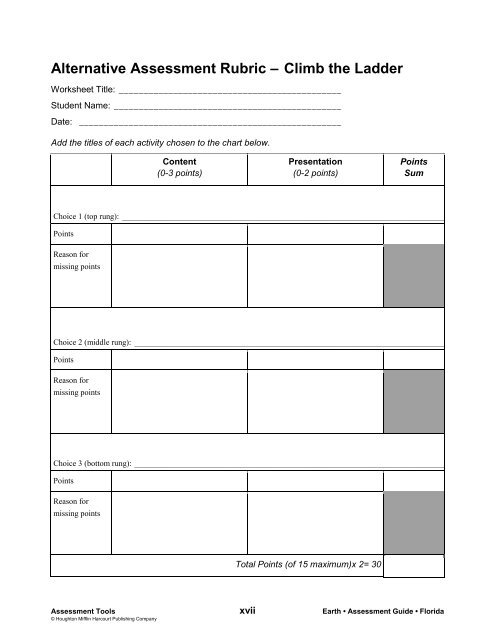 Alternative Assessment Rubric.pdf - Pioneer Middle School