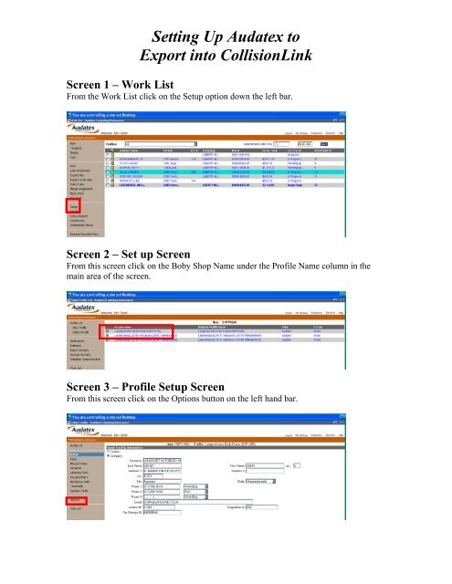 Setting Up Audatex to Export into CollisionLink - OEConnection