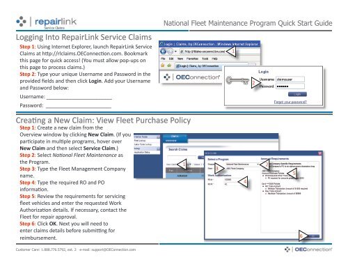 Logging Into RepairLink Service Claims Creating a ... - OEConnection