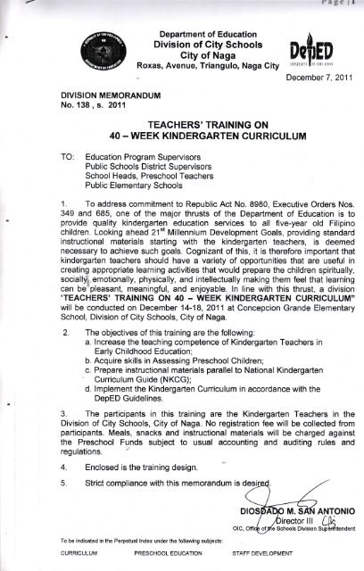 Division of City Schools City of Naga ... - DepEd Naga City