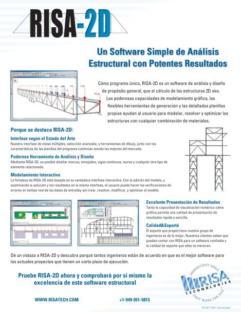 Pruebe RISA-2D ahora y comprobará por si mismo la excelencia de ...