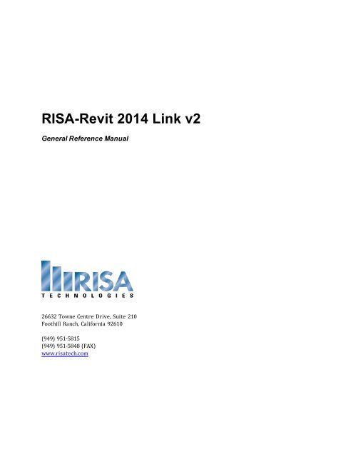 RISA Revit Link Help - RISA Technologies