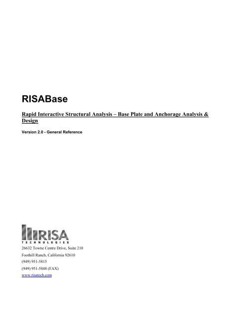 RISABase - RISA Technologies