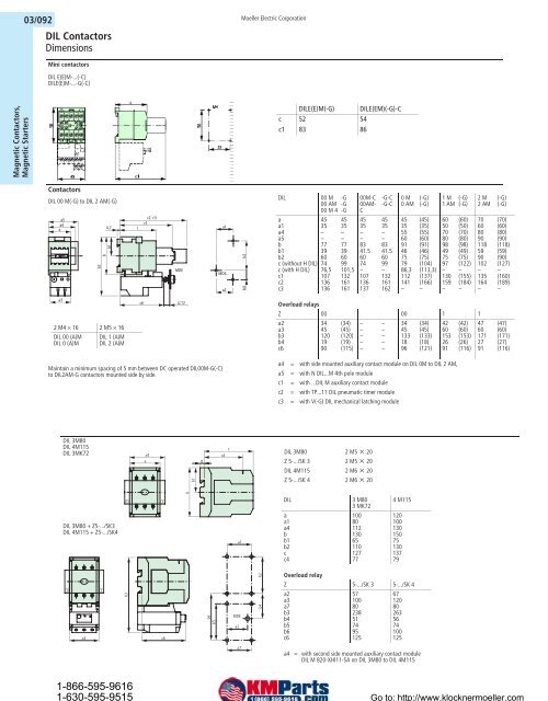 DIL Contactors Dimensions
