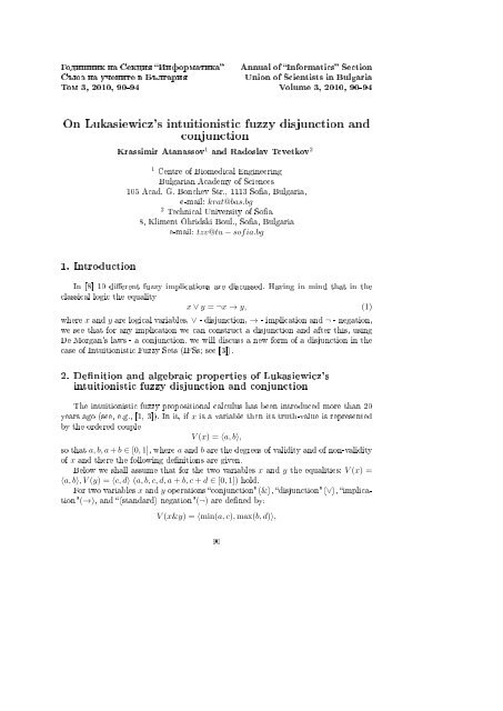 On Lukasiewiczs Intuitionistic Fuzzy Disjunction And Conjunction