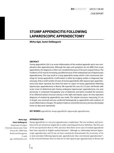 stump appendicitis following laparoscopic appendectomy