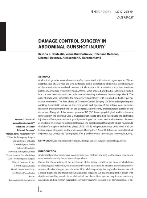 DAMAGE CONTROL SURGERY IN ABDOMINAL GUNSHOT INJURY