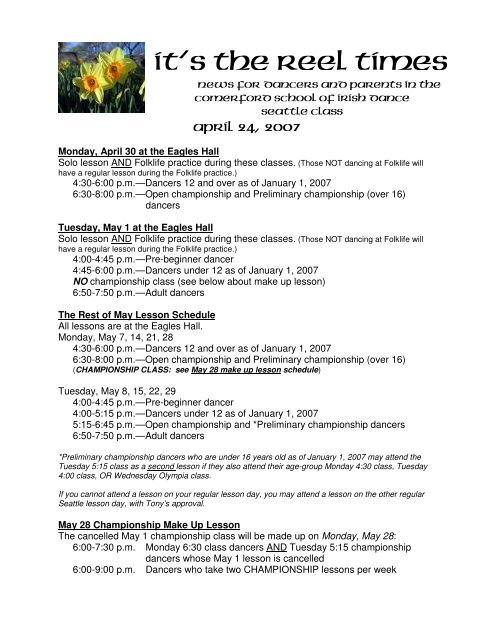 It's the reel times - Tony Comerford School of Dance