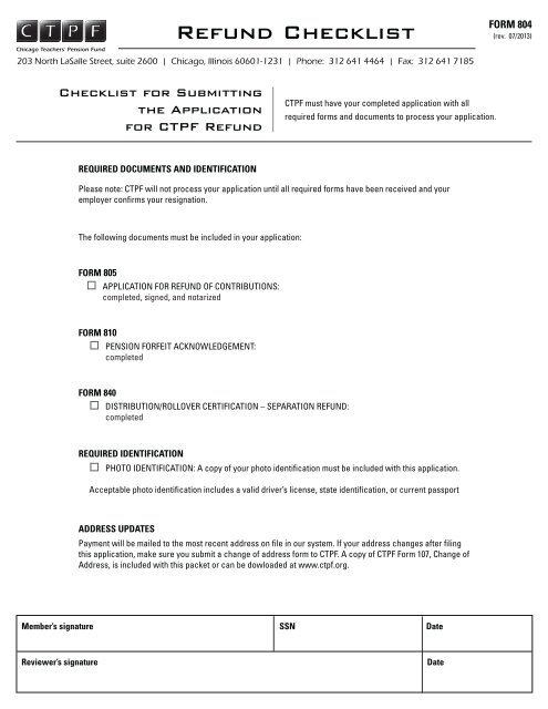 Application for Refund of Contributions - Public School Teachers ...