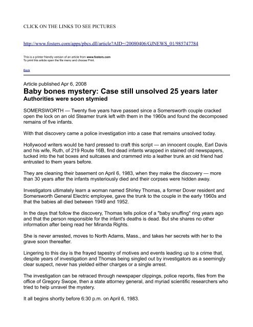 Baby bones mystery: Case still unsolved 25 years later