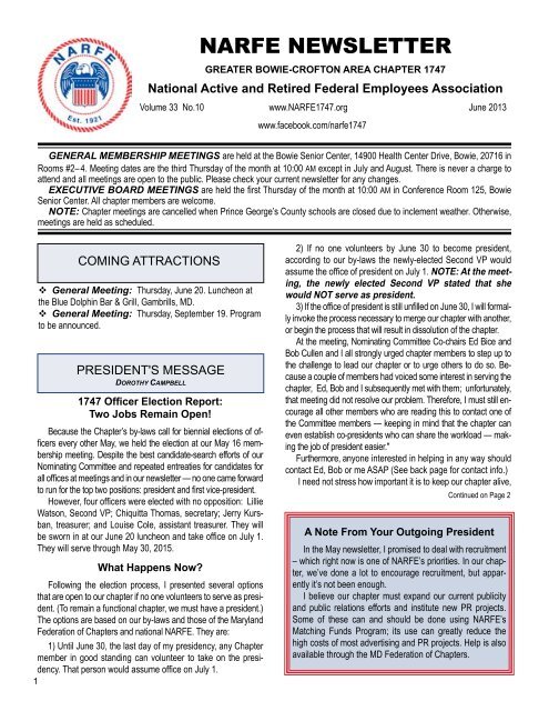 June - Maryland NARFE Chapter 1747