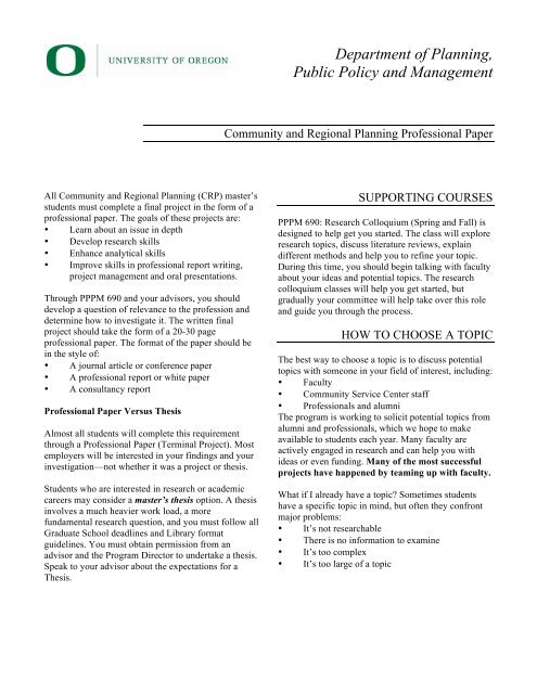 Exit Project Professional Paper Guidelines for CRP student