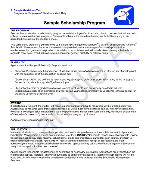 Sample Scholarship Program - Scholarship Management Services