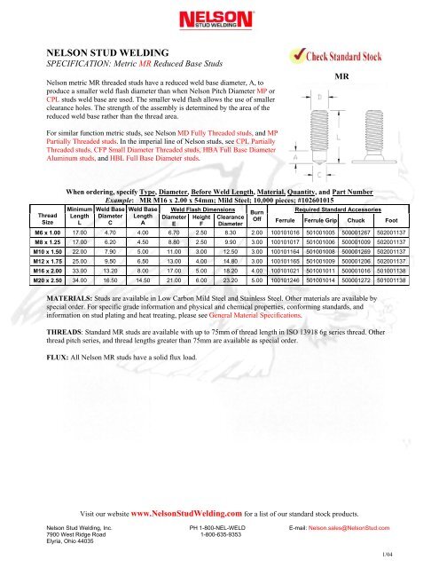 NELSON STUD WELDING SPECI