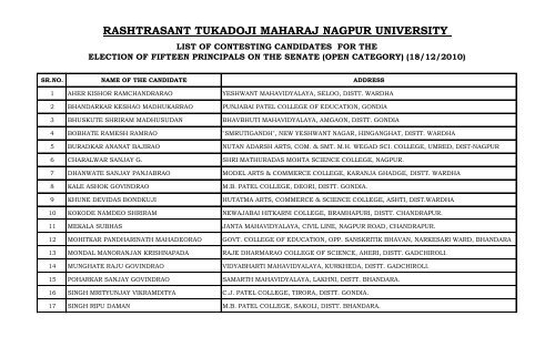 RASHTRASANT TUKADOJI MAHARAJ NAGPUR UNIVERSITY