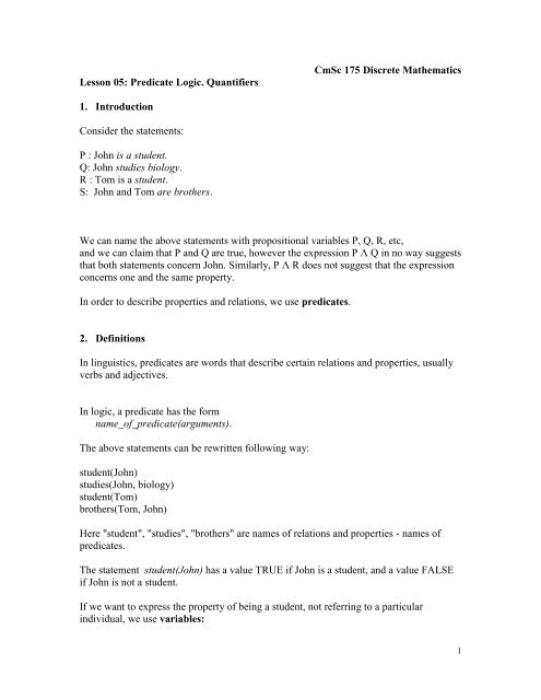 Predicate Calculus Simpson College