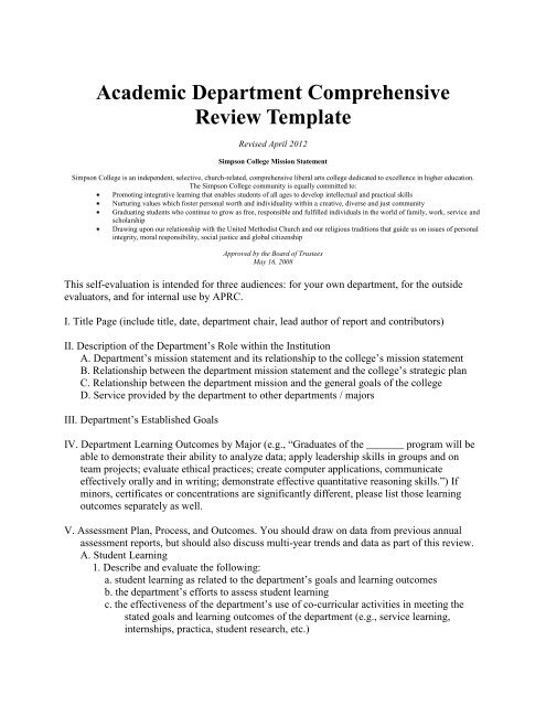 Academic Department Review Template - Simpson College