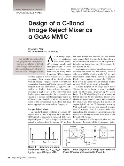 Design of a C-Band Image Reject Mixer as a GaAs MMIC