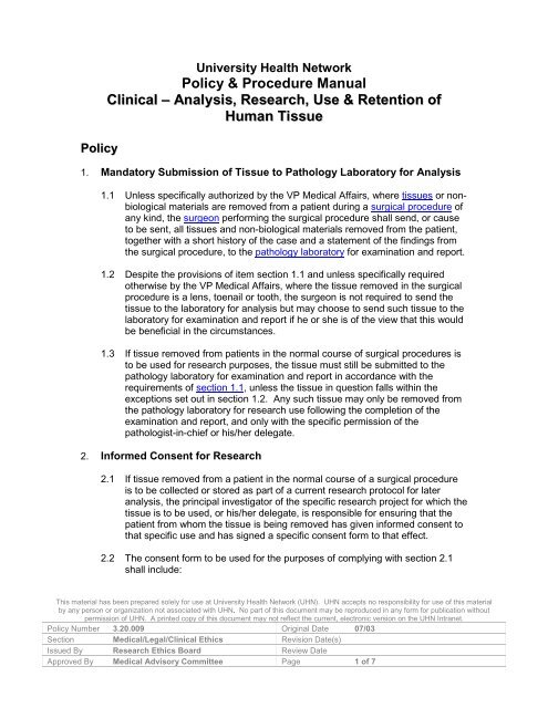 University Health Network - UHN Research