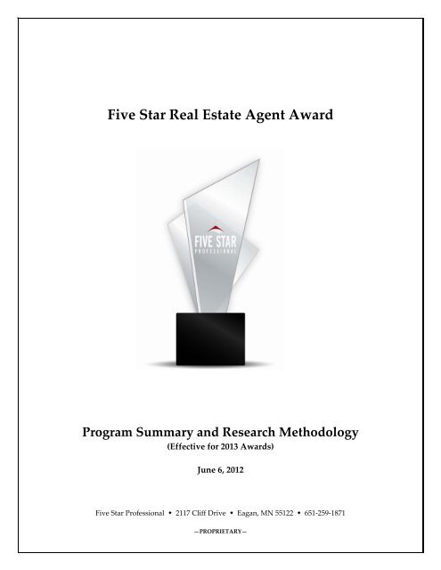 FIVE STAR Real Estate Agent Award Program - Five Star Professional