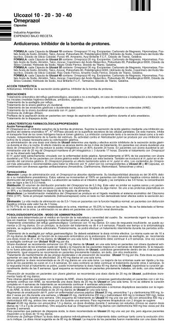 Ulcozol 10 - 20 - 30 - 40 Omeprazol - Laboratorios BagÃ³