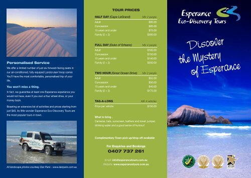 Download brochure - Esperance Eco-Discovery Tours