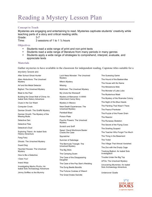 Reading a Mystery Lesson Plan - Capstone