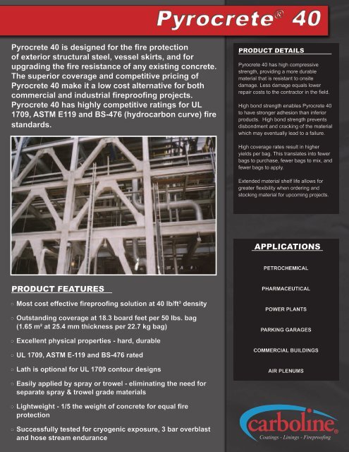 Pyrocrete® 40 Pyrocrete® 40 - Carboline