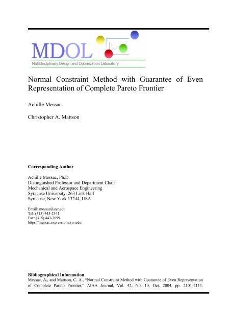 Normal Constraint Method With Guarantee Of Even Representation