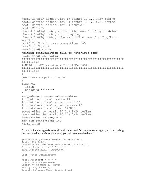 host0 IRRd
