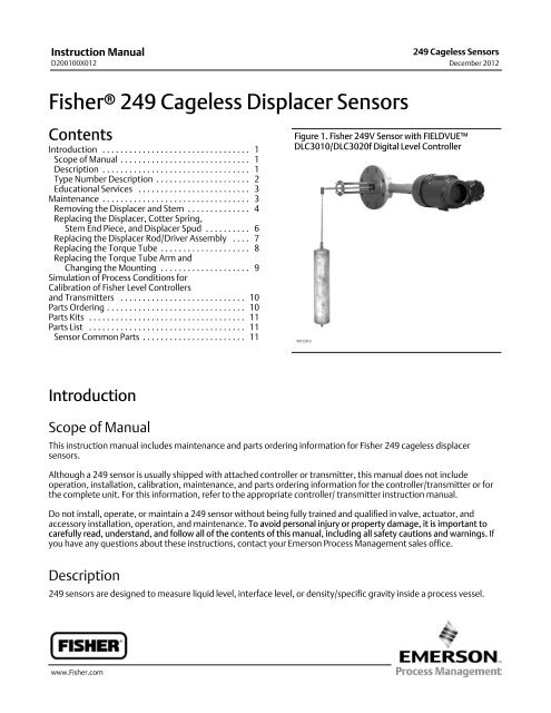 Fisher 249 Cageless Displacer Sensor