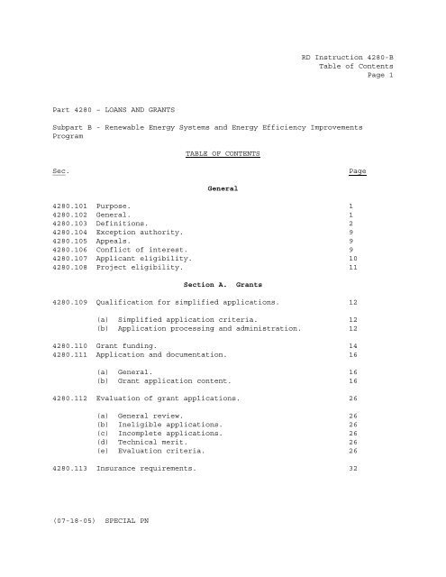 RD Instruction 4280-B Table of Contents Page 1 Part ... - Farm Energy