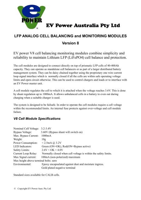 Cell Module Datasheet - EV Power