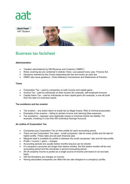 Business Tax factsheet (PDF) - AAT