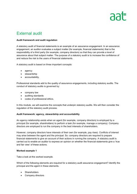 External audit framework and regulation (PDF) - AAT
